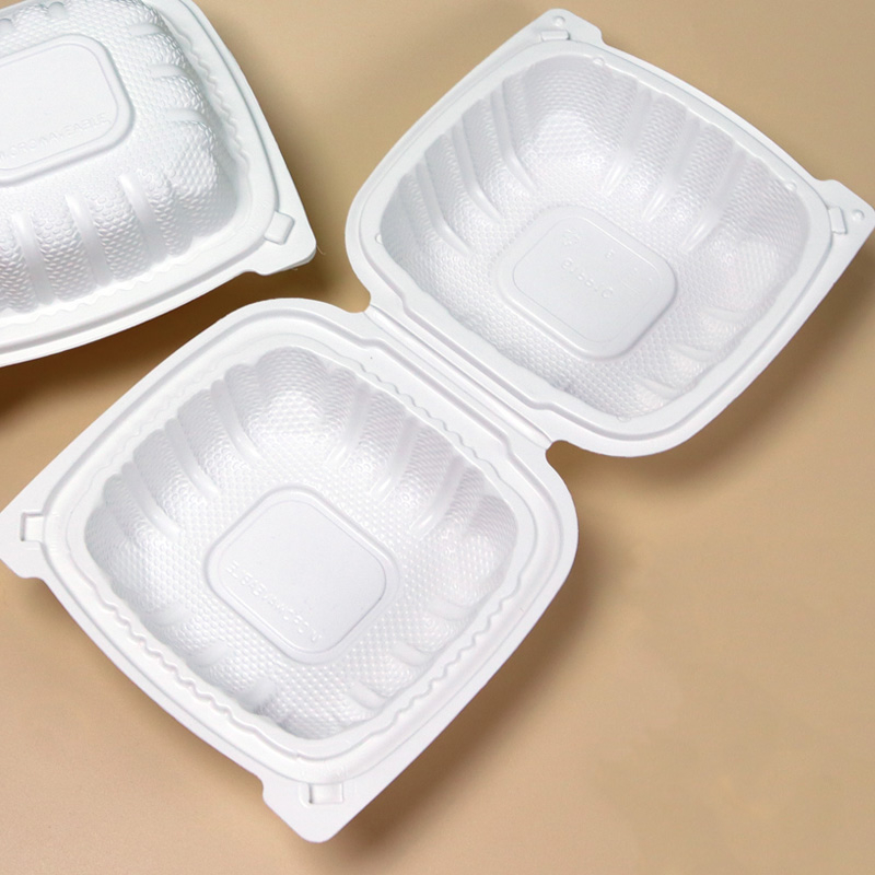 6 x 6 x 3" White Polypropylene Plastic Burger Hinged Lid Takeout Container